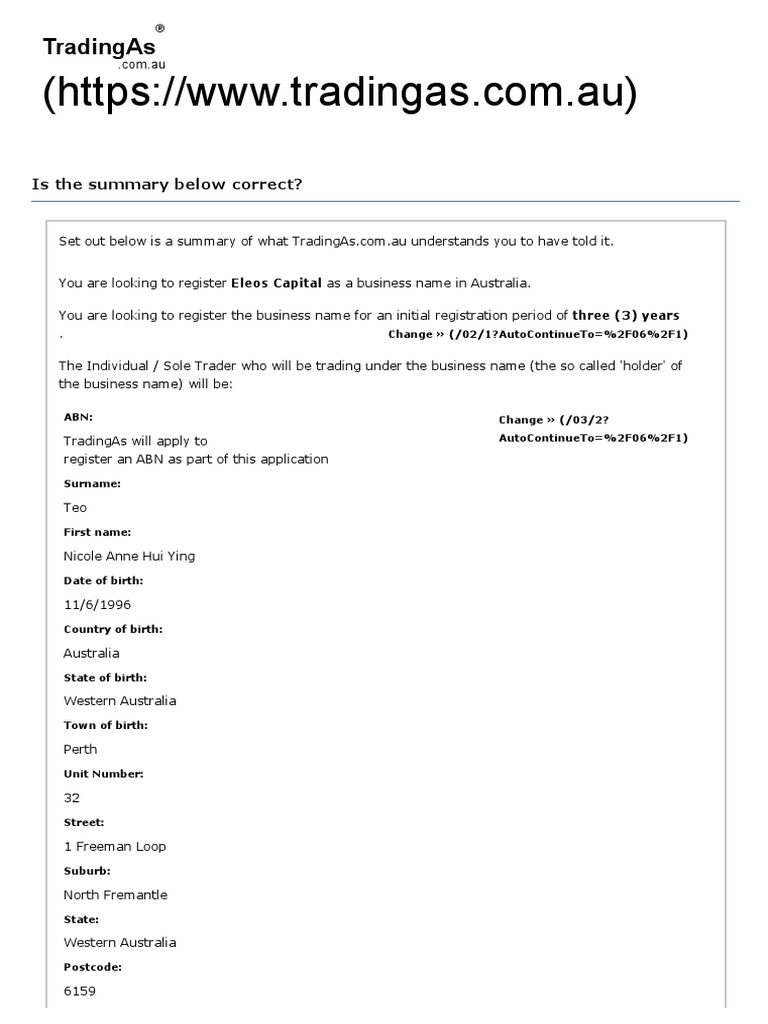 Registering Australia Business Name Updated | PDF | Business