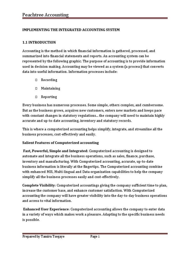 Peachtree Accounting: Prepared by Tamiru Tsegaye | PDF | Receipt | Invoice