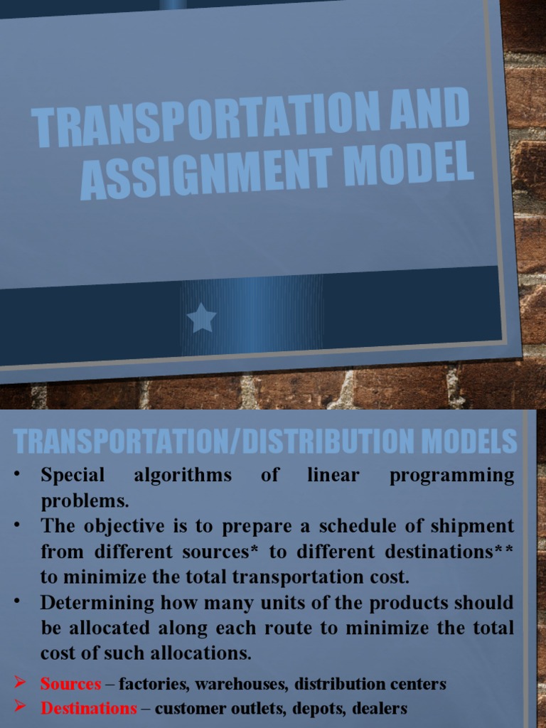 Transportation and Assignment Models, September 03, 2019 Seatwork ...