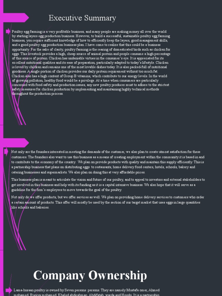 Executive Summary of Poultry Business Plan | PDF | Chicken | Egg As Food