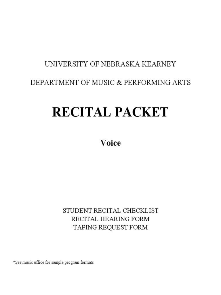 Recital Packet Voice | PDF | Learning | Entertainment (General)