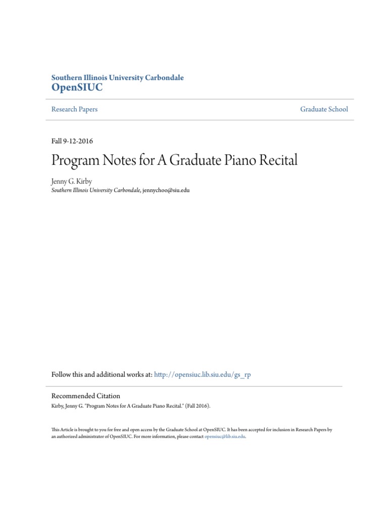 Program Notes For A Graduate Piano Recital | PDF | Musicology ...