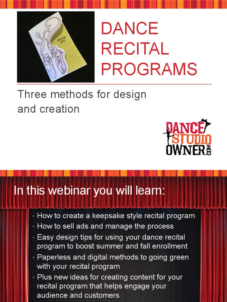 Dance Recital Programs: Three Methods For Design and Creation | PDF