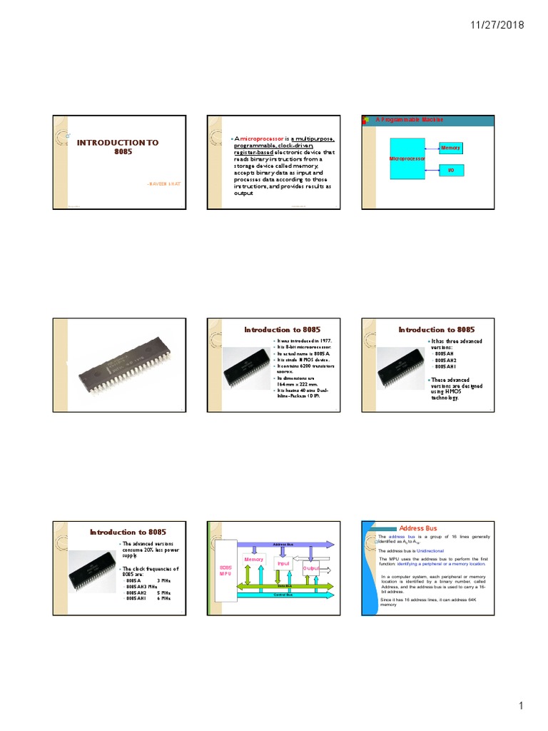 Introduction To Introduction To 8085 8085: A Programmable Machine | PDF | Input/Output ...