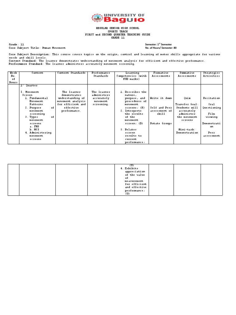 Human Movement Teaching Guide Download Free Pdf Educational