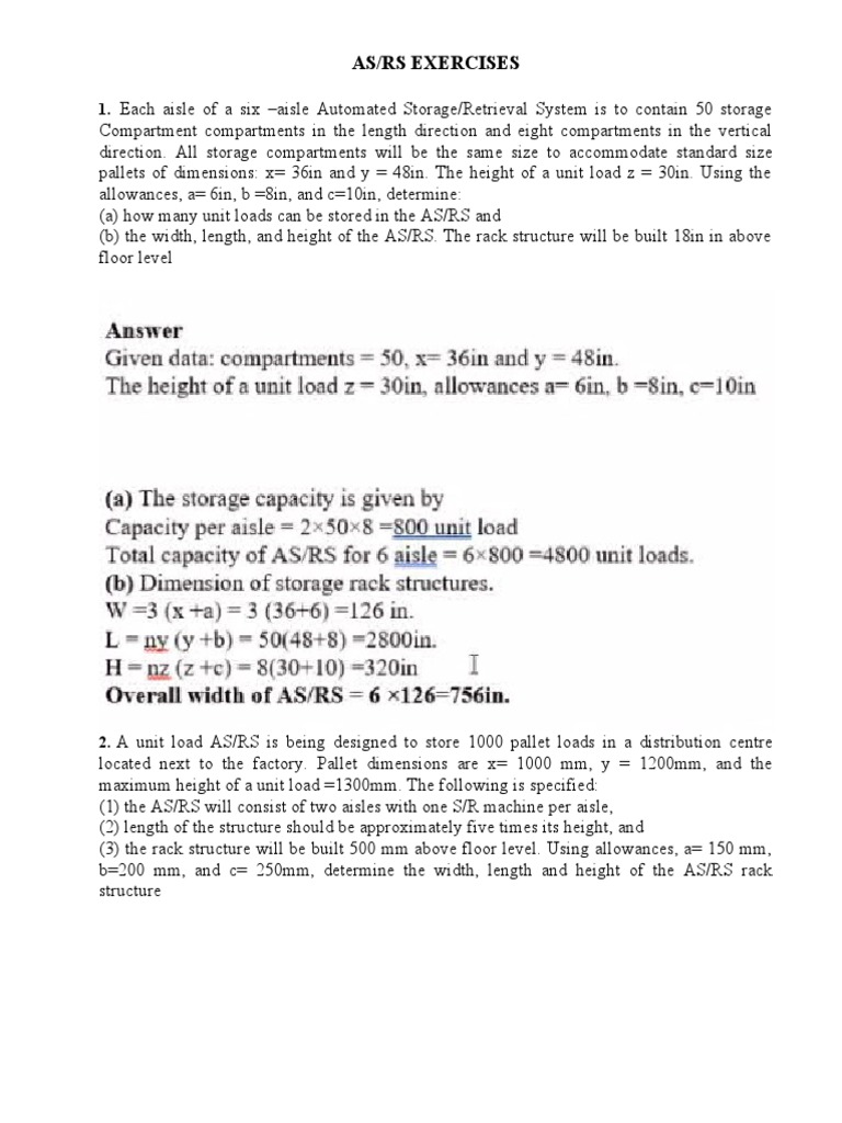 ASRS Exercises | PDF | Computers