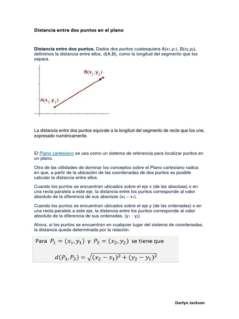 Distancia en el Plano Cartesiano | PDF