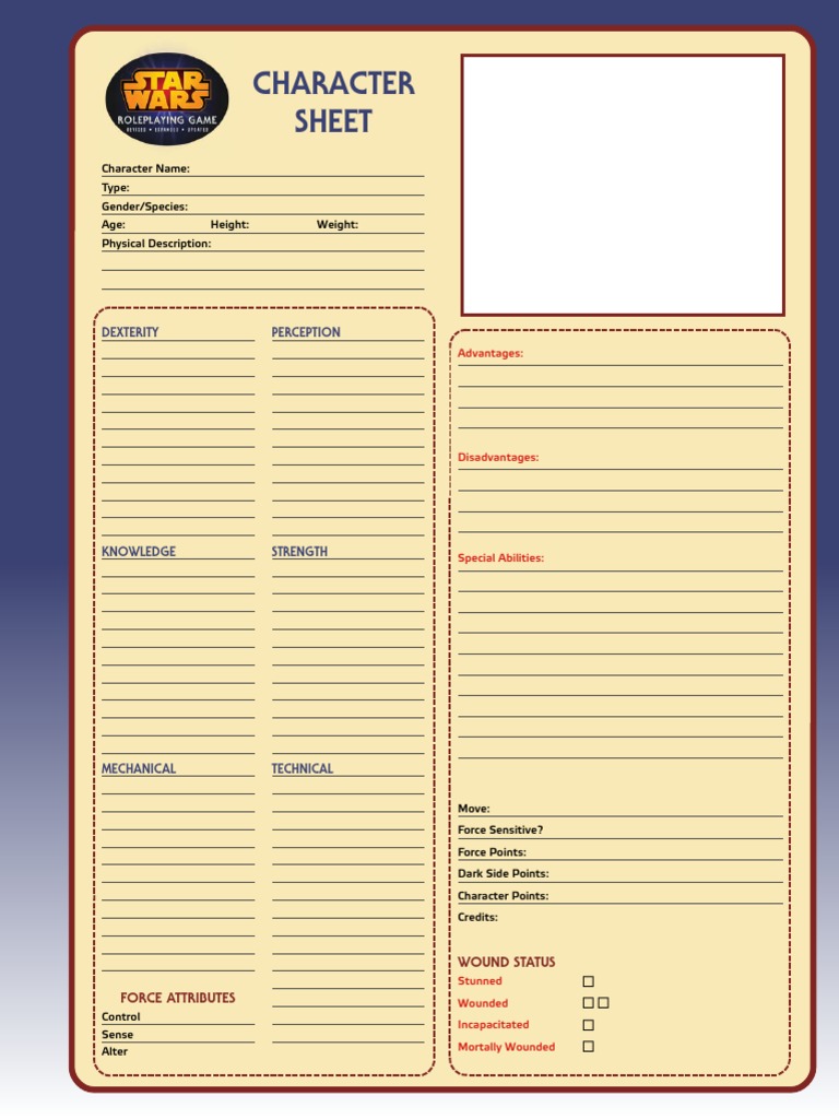 SW Character Sheet | PDF