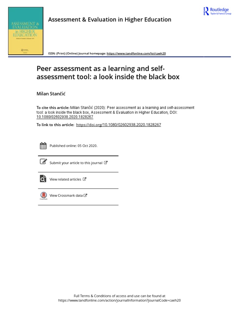 Peer Assessment in Higher Education | PDF | Educational Assessment ...