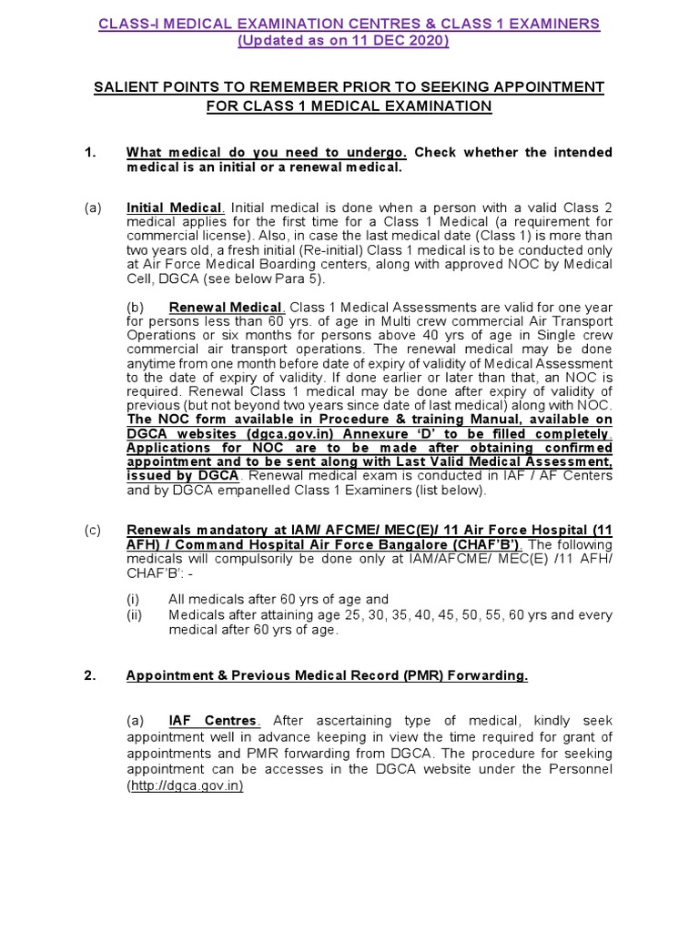 Salient Points To Remember Prior To Seeking Appointment For Class 1 ...