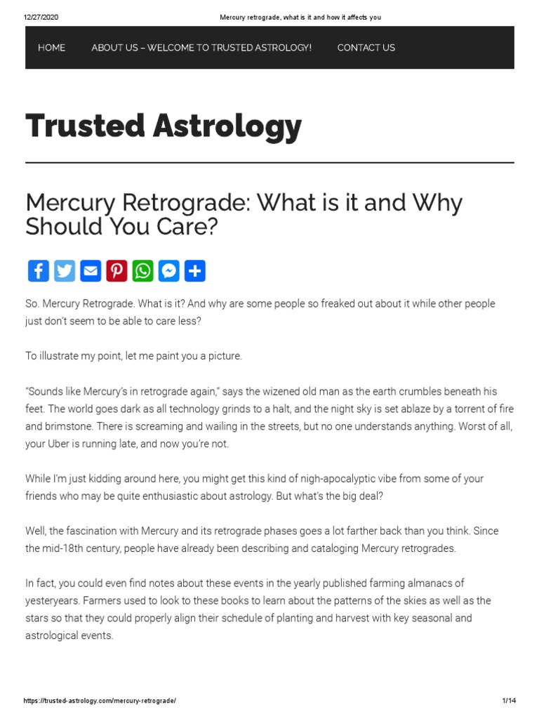 Mercury Retrograde: What Is It and Why Should You Care? | PDF | Planets ...