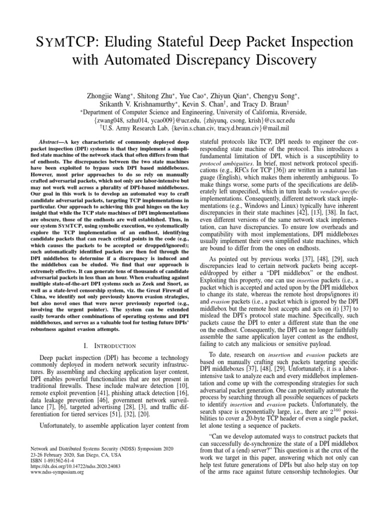 S TCP: Eluding Stateful Deep Packet Inspection With Automated ...