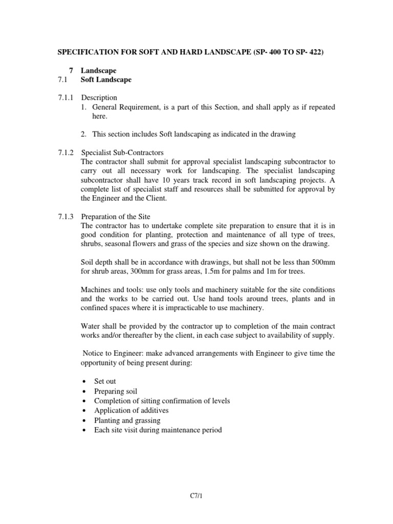 Landscape and Architecture Specifications | PDF | Soil | Fertilizer