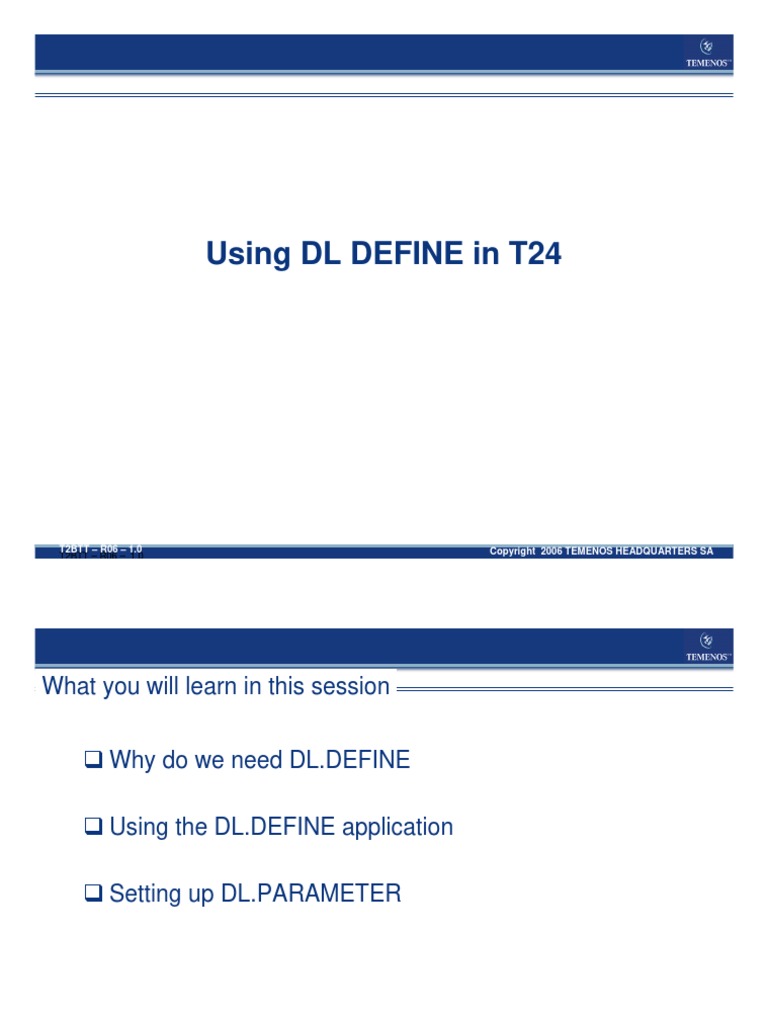 T24 Dl Define Pdf Parameter Computer Programming Library Computing