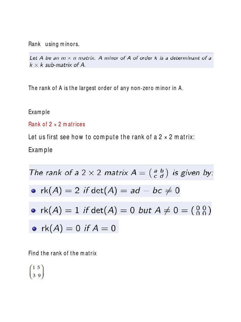 Rank of A Matrix PDF | PDF | Linear Algebra | Matrix Theory