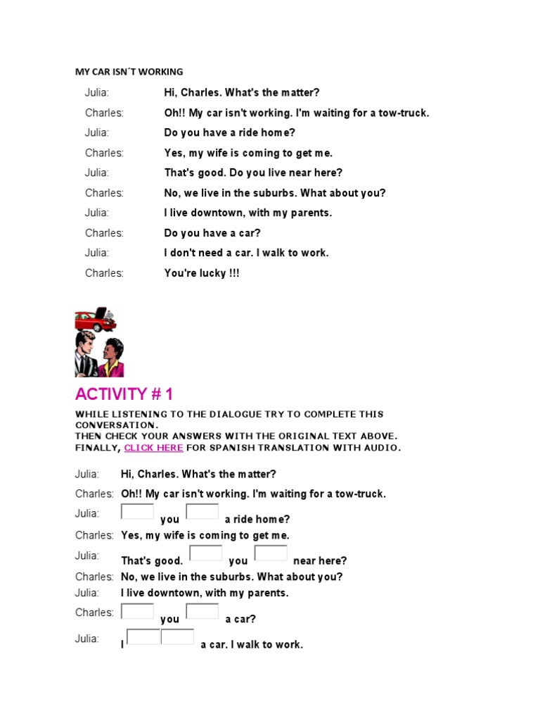 Dialogo 4 My Car Isn T Working | PDF