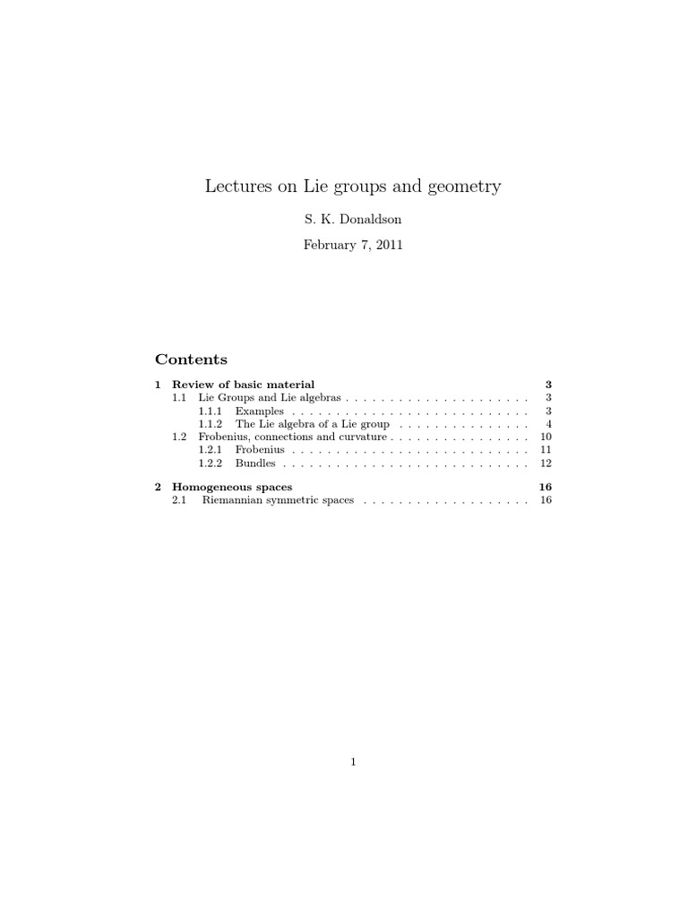 Lie Groups 2011 | PDF | Lie Groups | Lie Algebra