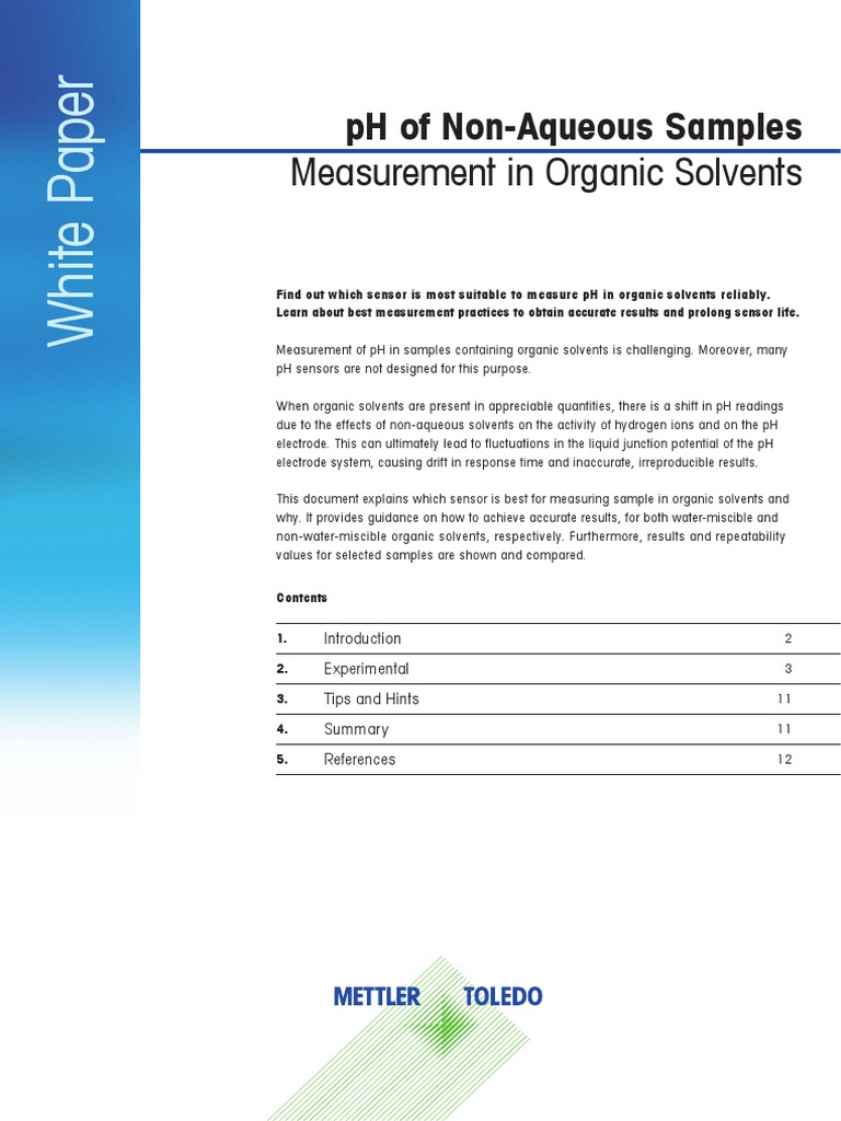 Measurement in Organic Solvents: PH of Non-Aqueous Samples | PDF | Ph ...