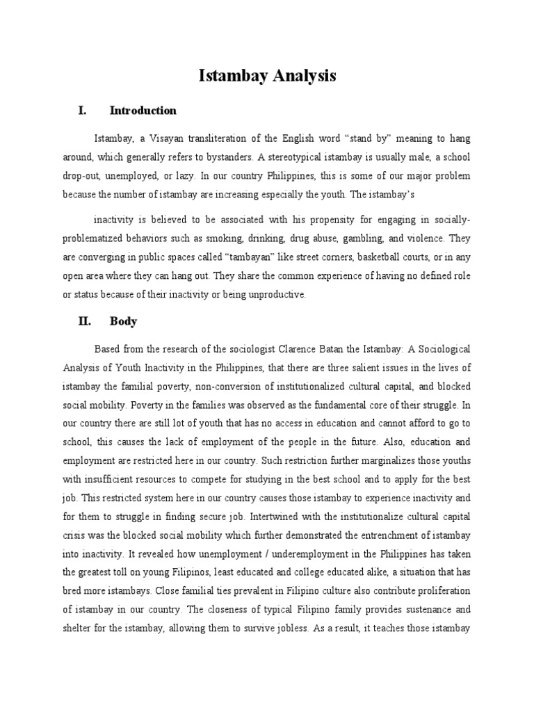 Istambay Analysis | PDF | Sociology | Poverty