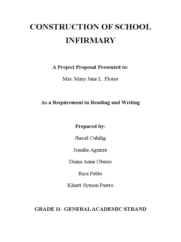 Construction of School Infirmary: A Project Proposal Presented To | PDF ...