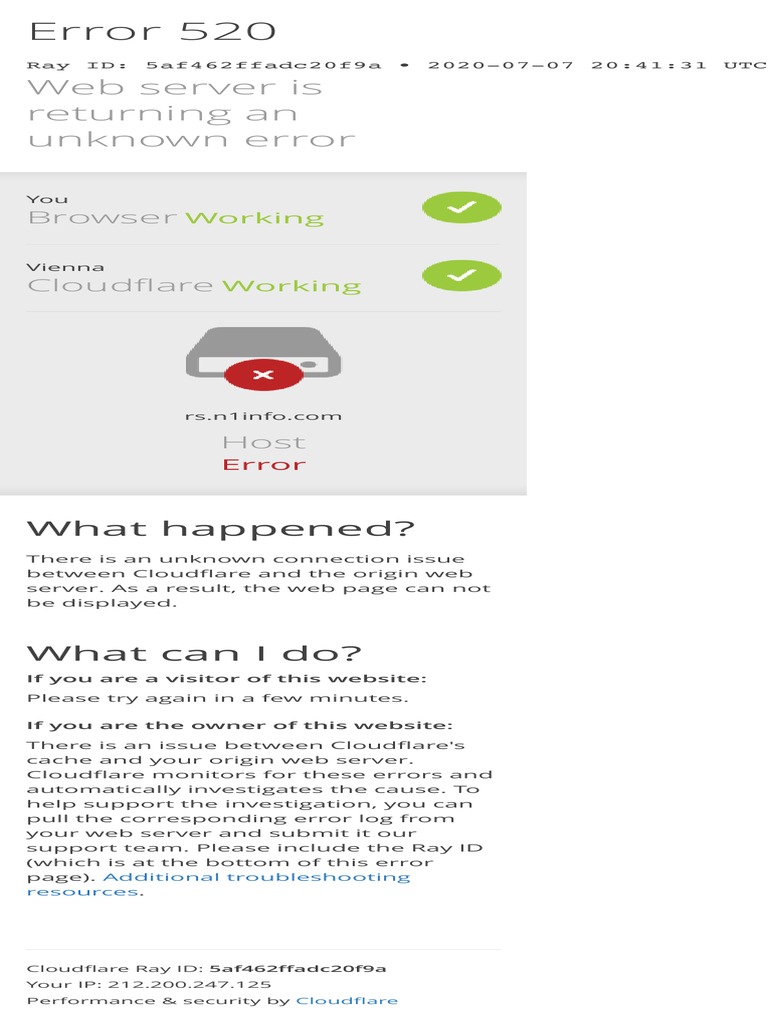 520 Web Server Is Returning An Unknown Error PDF | PDF