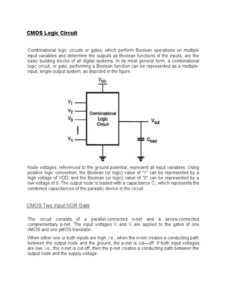 CMOS Logic Circuit: CMOS Two Input NOR Gate | PDF | Cmos | Logic Gate