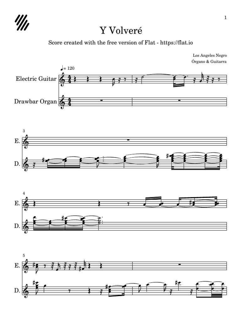 Y Volveré - Score for Guitar & Organ | PDF