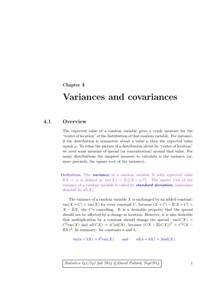 Variance PDF | PDF | Variance | Covariance