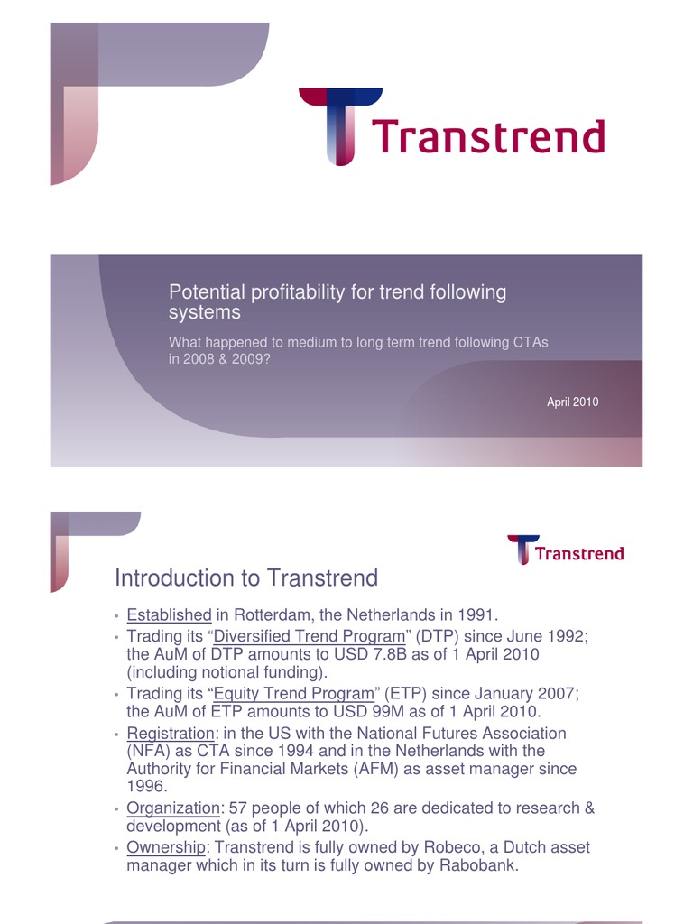 Transtrend Presentation | PDF | Futures Contract | Financial Markets