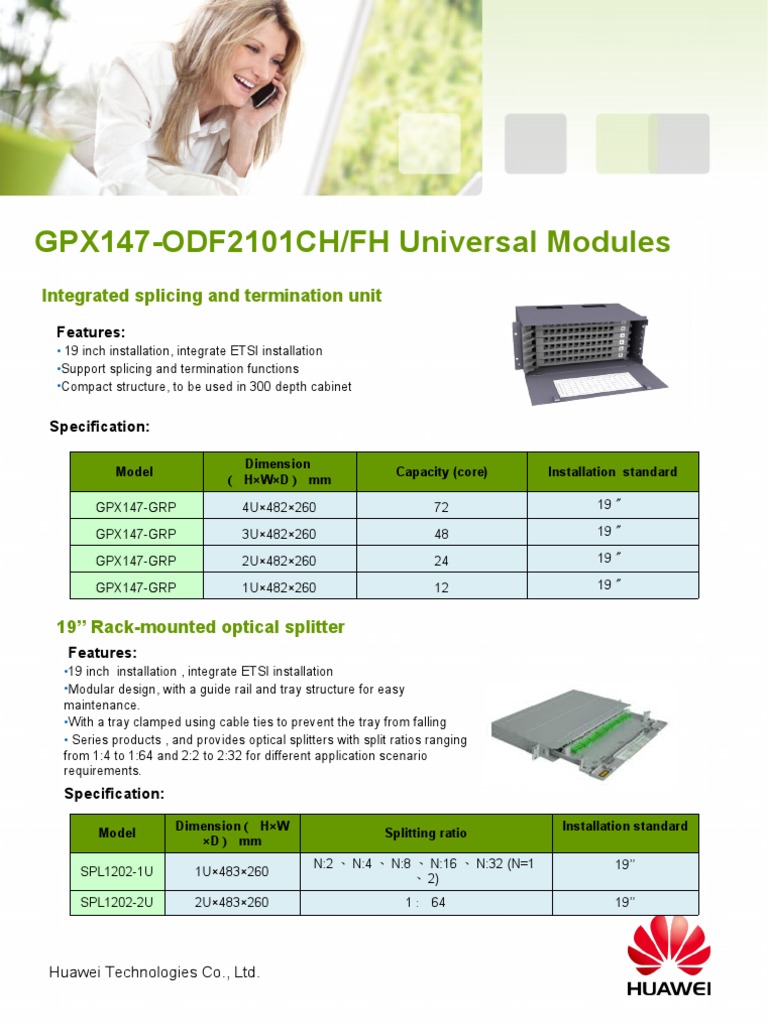 GPX147-ODF2101CH/FH Universal Modules: Integrated Splicing and Termination Unit | PDF