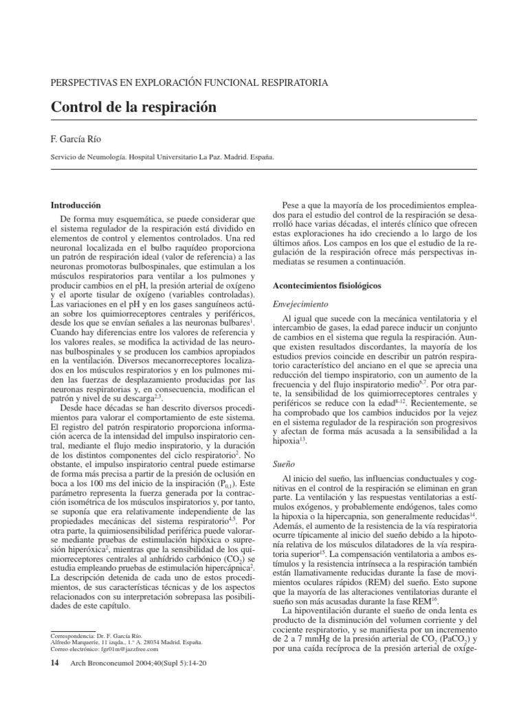 Control Respiracion | PDF | Sistema respiratorio | Asma