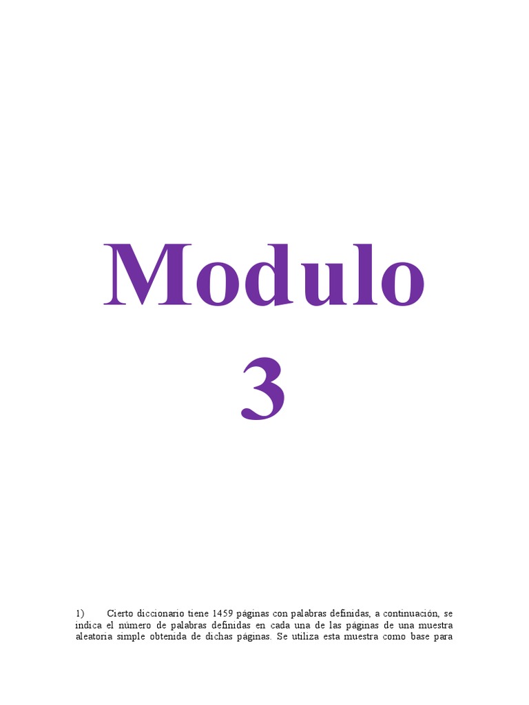 Modulo 3 y 4 | PDF | Muestreo (Estadísticas) | Estadísticas descriptivas