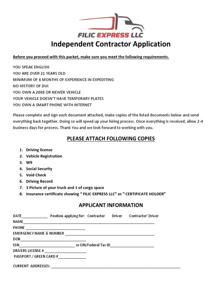 Full Package - New Driver Aplication PDF | Download Free PDF | Lease ...