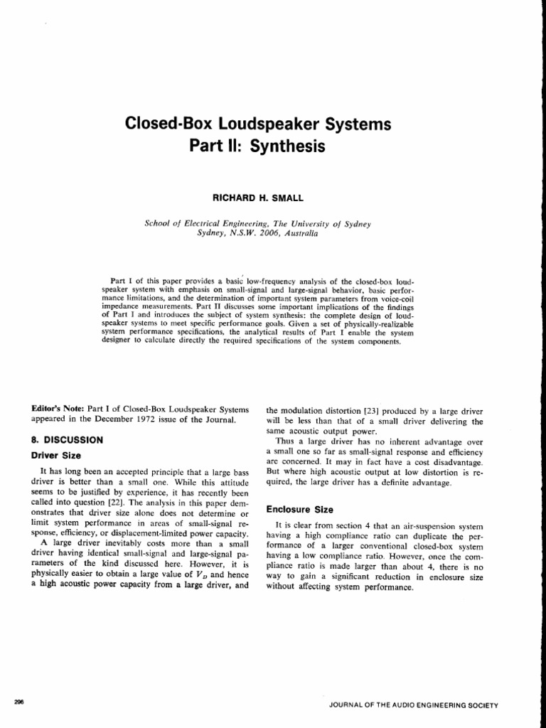 Closed-Box Loudspeaker System Design | PDF | Loudspeaker | Electronic ...