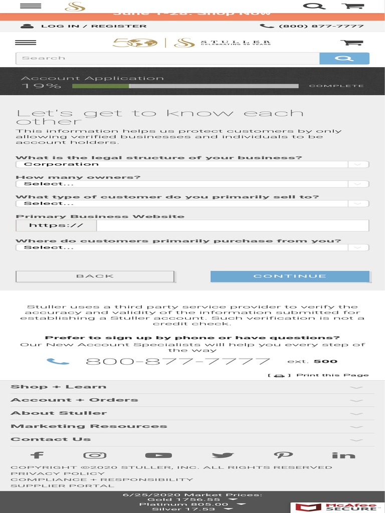Account Signup Stuller | PDF