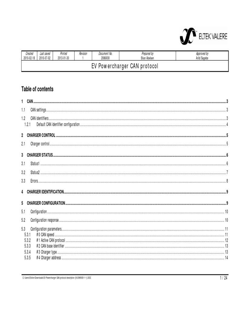 Eltek CAN Interface Protocol PDF | PDF | Battery Charger | Electronics