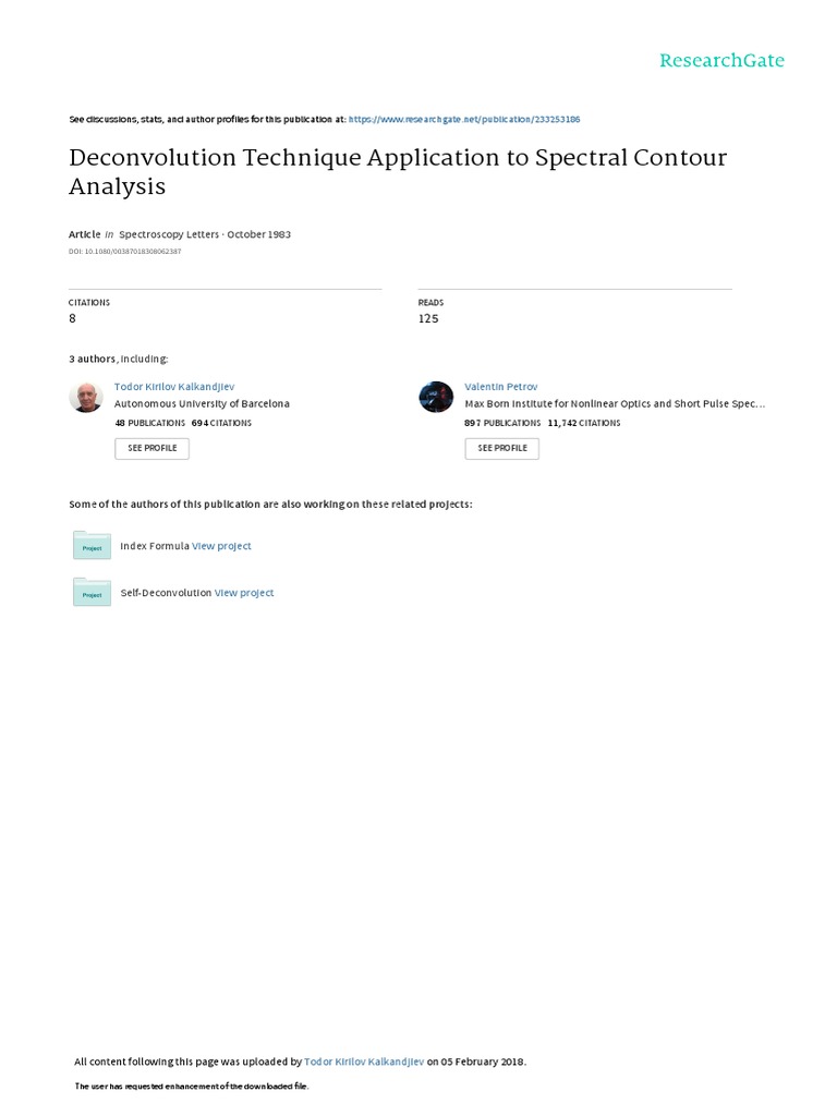 Deconvolution Technique Application To Spectral Contour Analysis | PDF | Spectroscopy | Spectrum