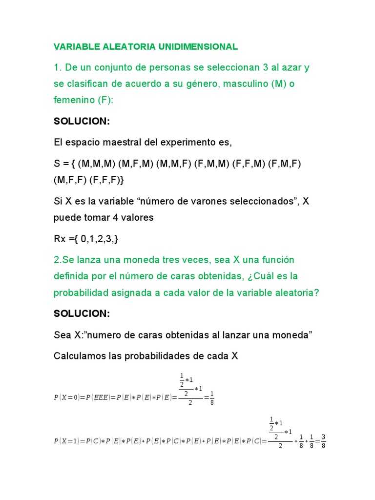 Variable Aleatoria Unidimensional | PDF | Variable aleatoria | Desviación Estándar