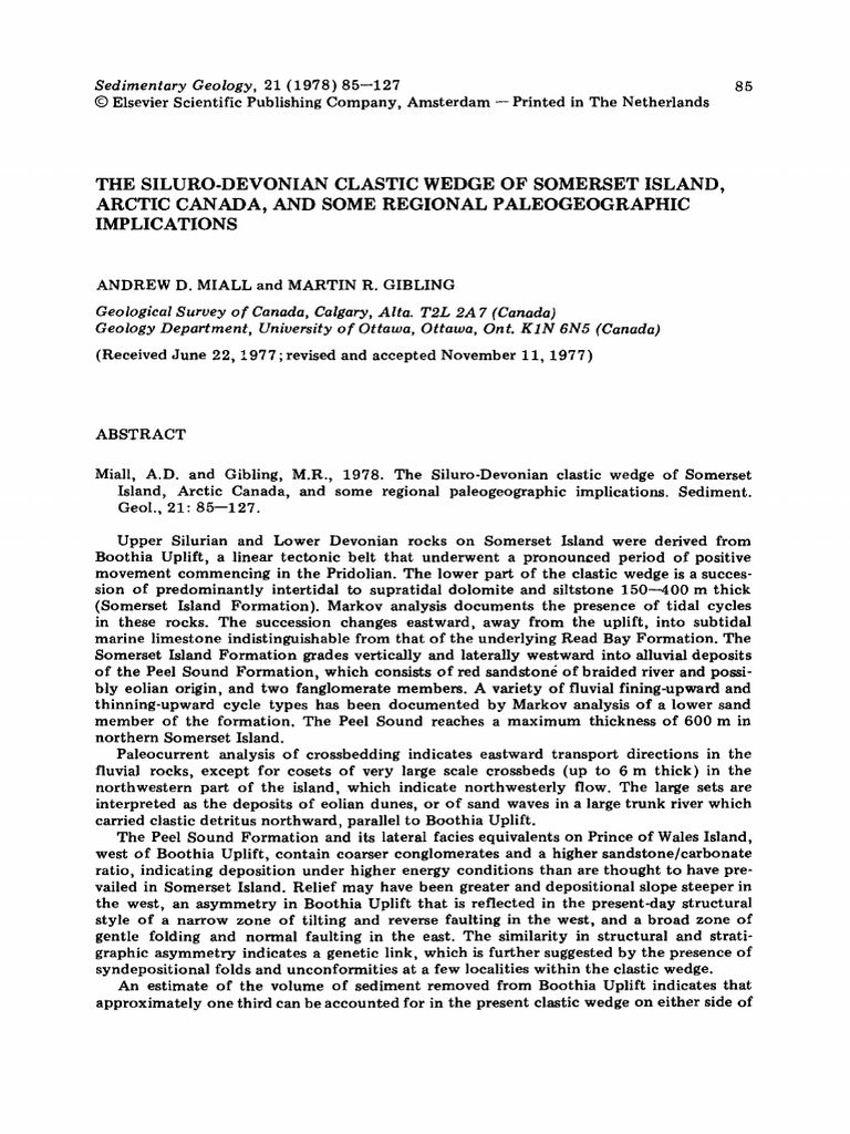 The Siluro-Devonian Clastic Wedge of Somerset Island, Arctic Canada ...
