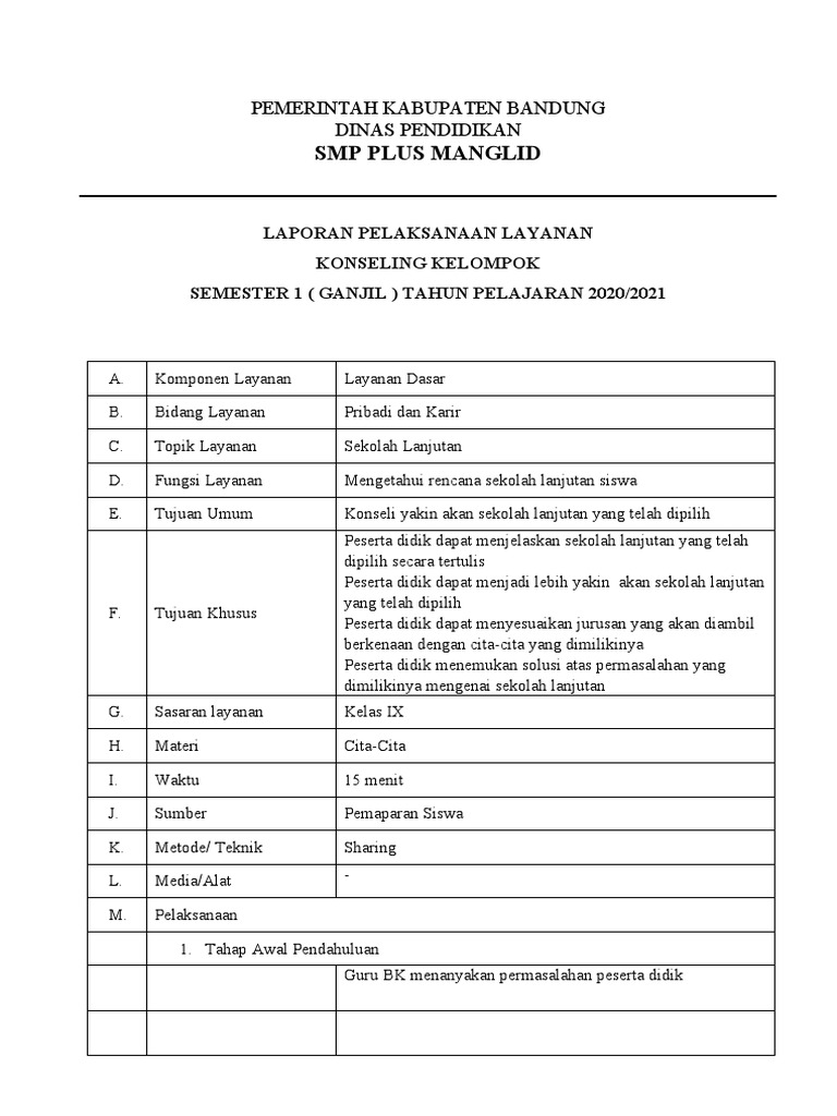 Laporan Sekolah Lanjutan Kecil | PDF