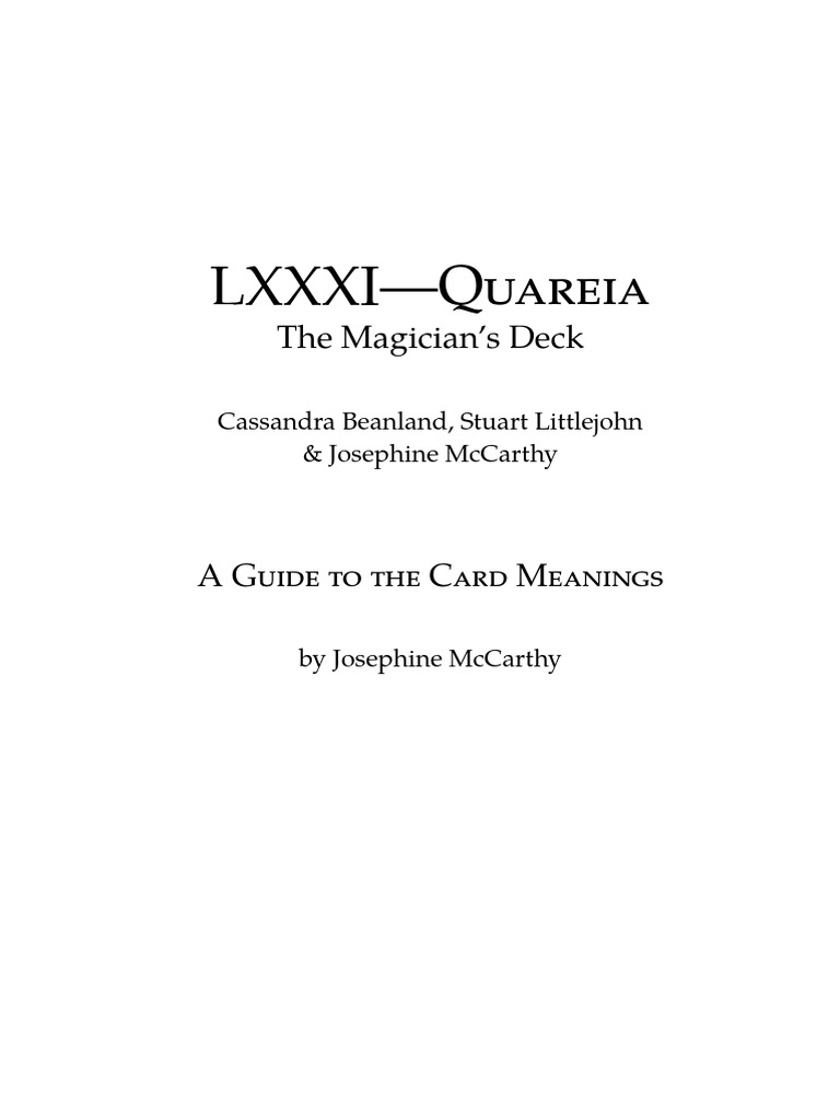LXXXI Quareia. The Magician's Deck | PDF | Playing Cards | Weaving