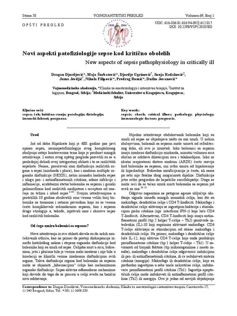 Patofiziologija Sepse | PDF