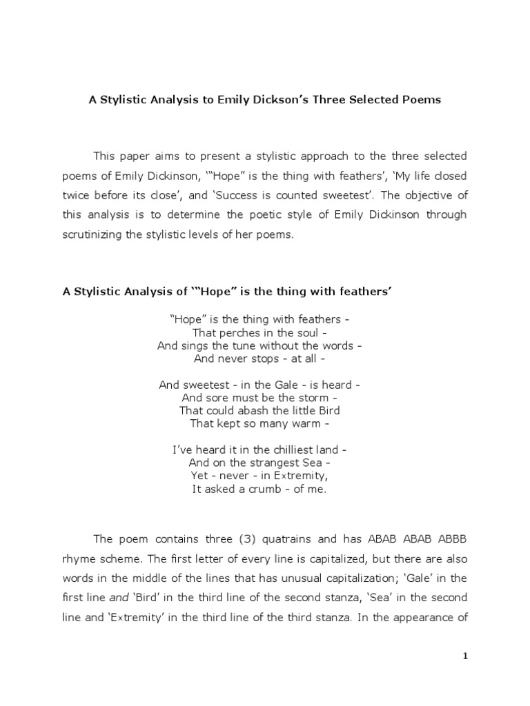 A Stylistic Analysis To Emily Dickson's Three Selected Poems | PDF ...