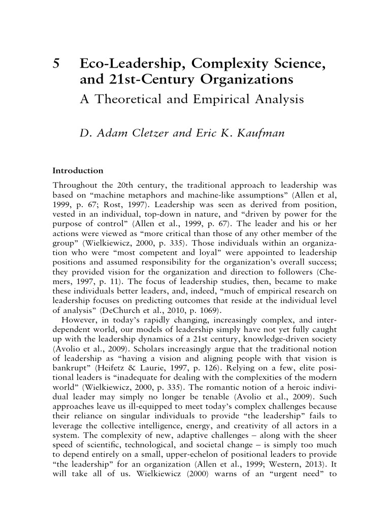 Eco-Leadership 12 | PDF | Emergence | Leadership