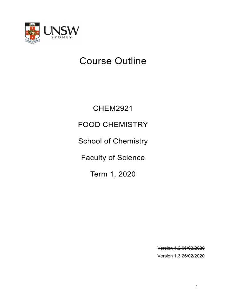 UNSW Course Outline For Chem2921 - v1.3 | PDF | Test (Assessment ...