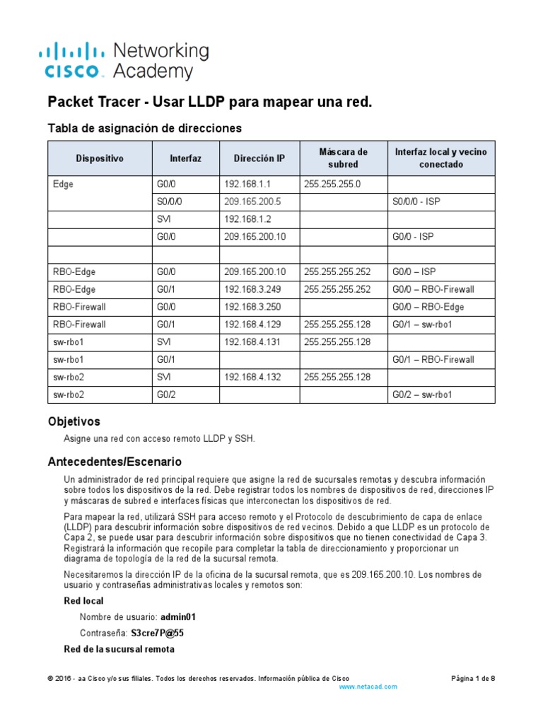 Usar LLDP para Mapear Redes en Packet Tracer | PDF | Enrutador ...