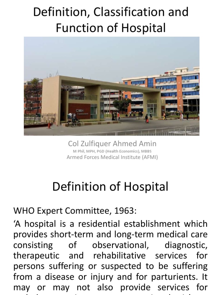 Hospital Definition and Classification Overview | PDF | Intensive Care ...