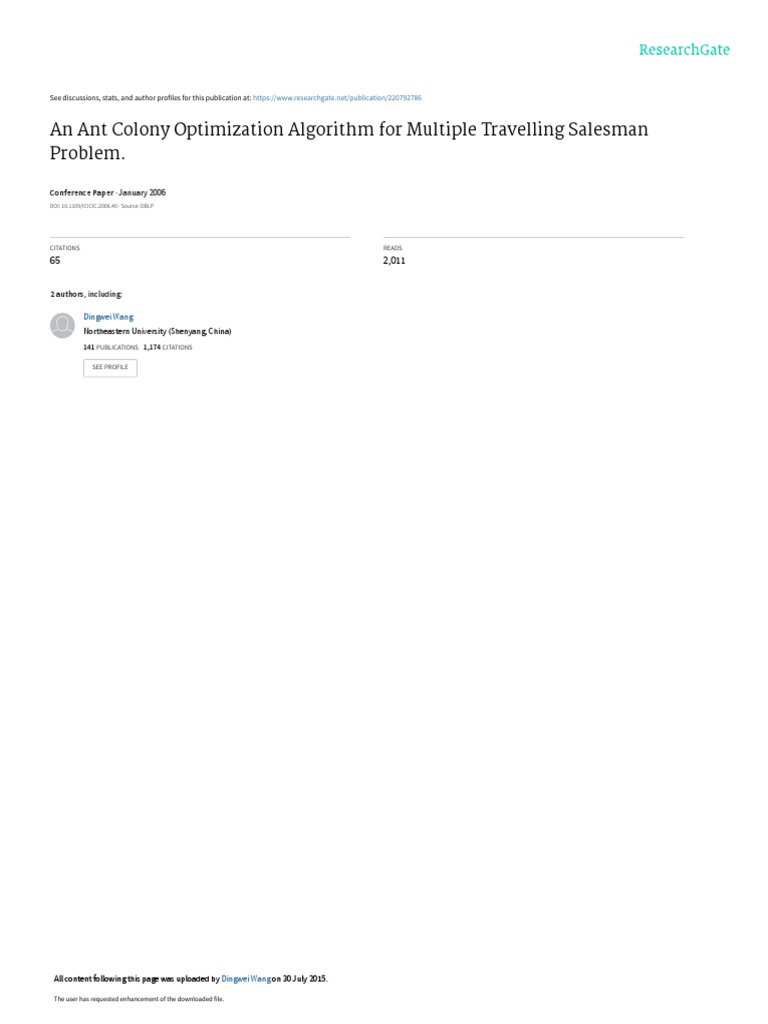 An Ant Colony Optimization Algorithm For Multiple | PDF | Mathematical ...