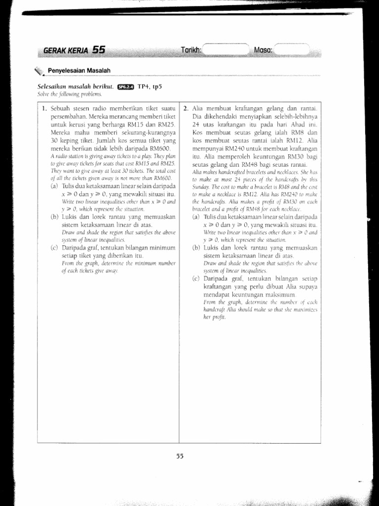Soalan Graf Ketaksamaan Linear | PDF