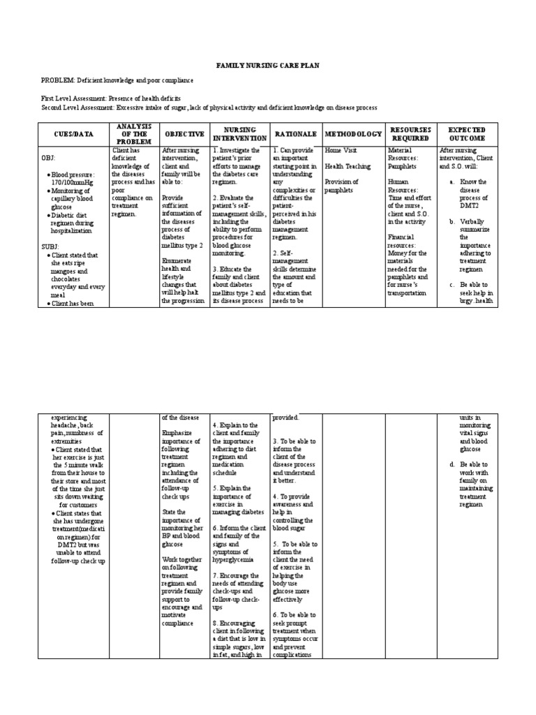 Family Nursing Care Plan | PDF | Diabetes | Dieting